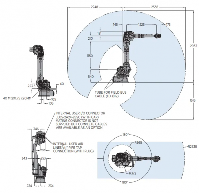 6 Axis YASKAWA Handling Robot Arm GP35L With 35KG robot axis 6 arm ...